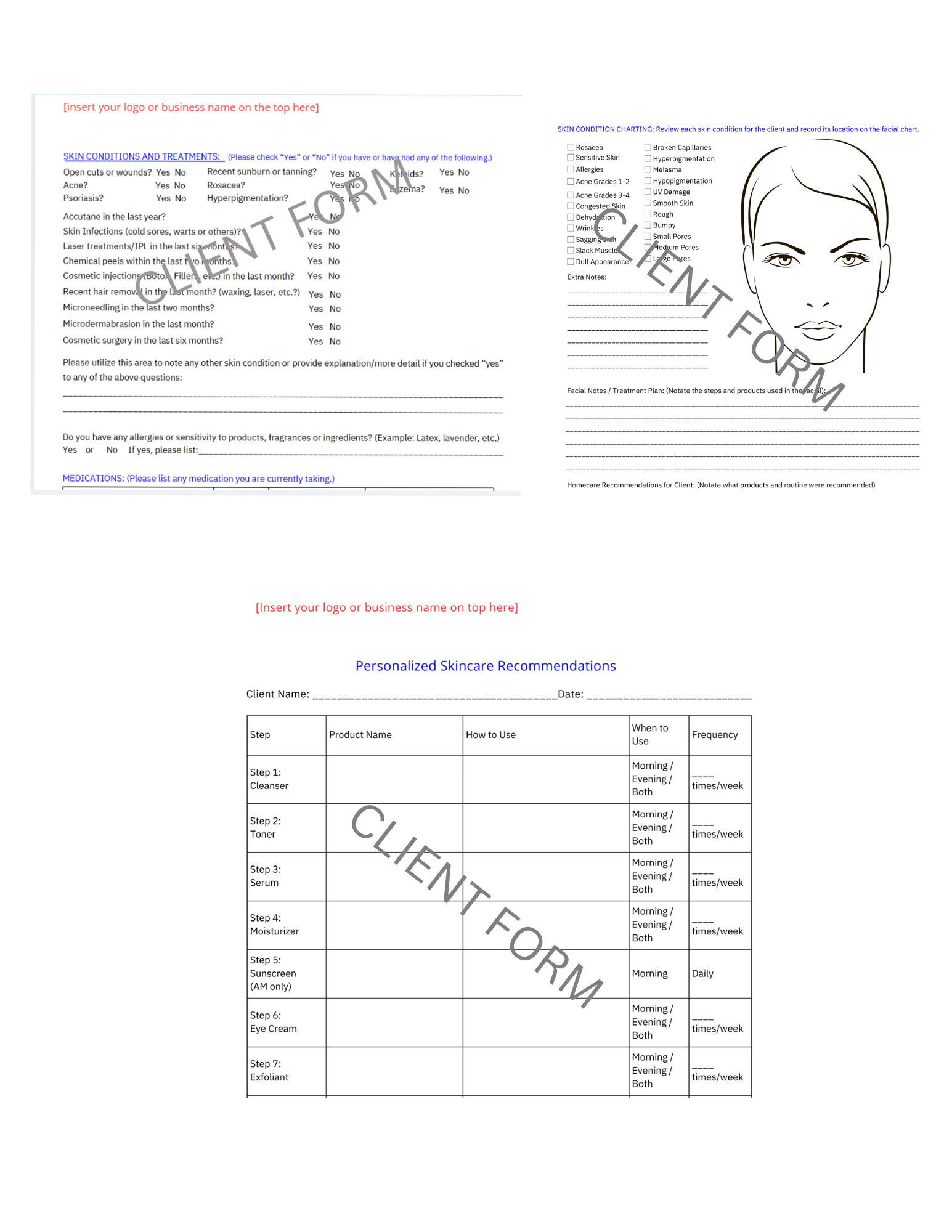 Client Facial Forms Bundle (Best Value) | BeautiAura - Permanent Makeup ...